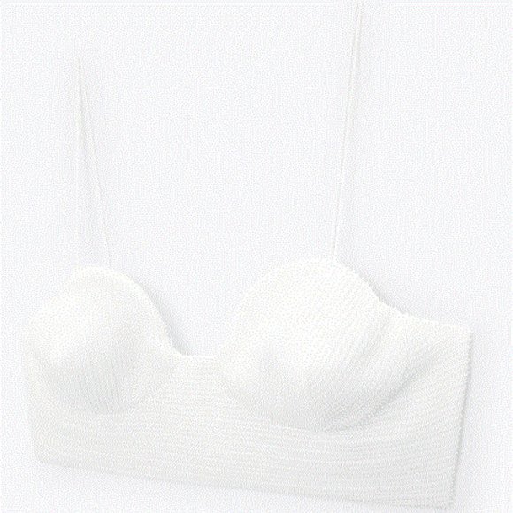 Zara | Tops | Zara Pearl Jewel Crop Top Spaghetti Straps White | Poshmark